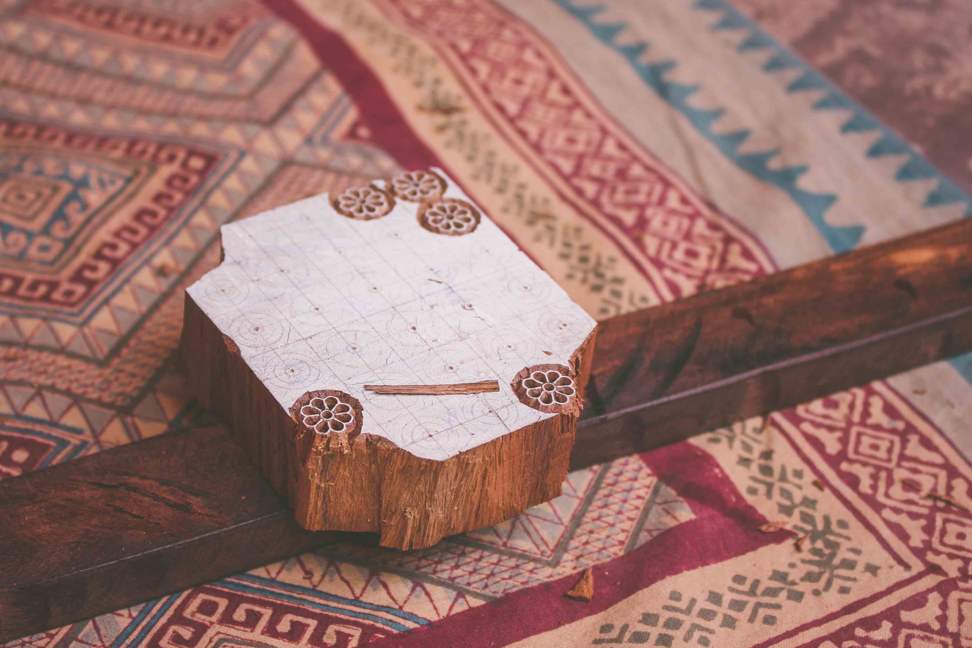 Wooden Block Printing Textile Design Hand Carved India Print Block Paper Party Kids Craft 
